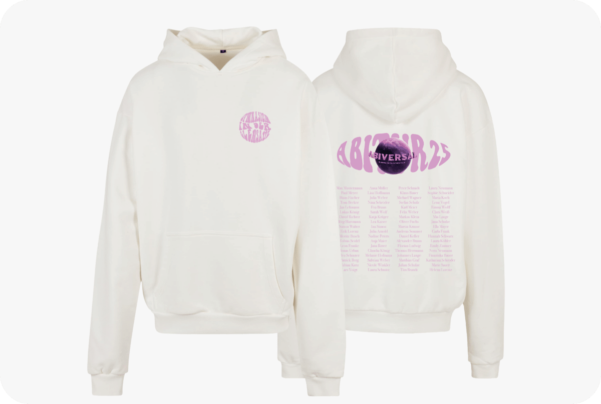Abipullis bedrucken mit Wunschmotiv | Euer Abipulli von AbiHoodie.de