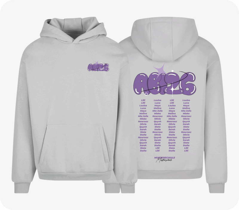 Abipullis bedrucken mit Wunschmotiv | AbiHoodie.de